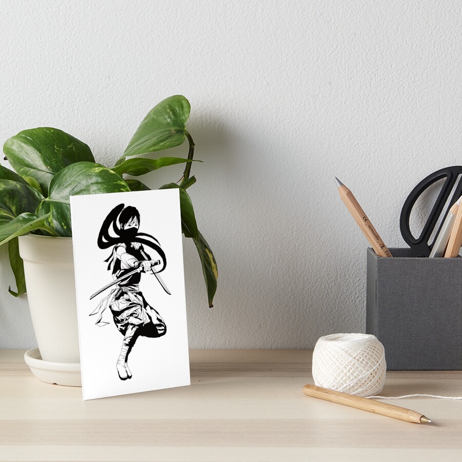 "Japan, Cartoon, Bushi, Samurai, Art, Ninja, Black And White" Art Board ...