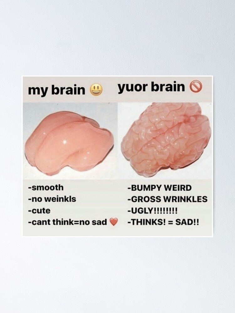 "my brain vs your brain" Poster for Sale by tarynwalk | Redbubble