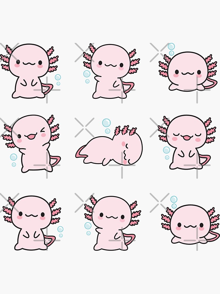 "Cute Axolotl, set" Sticker for Sale by XoTheMonster | Redbubble