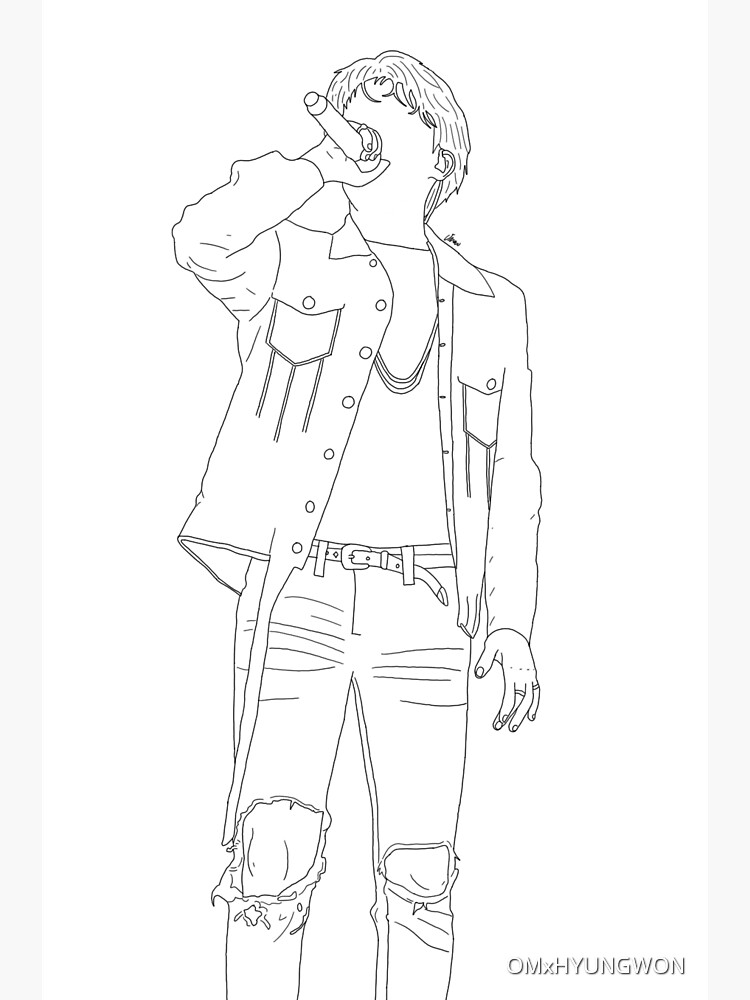 "J-Hope Outline Art" Sticker for Sale by OMxHYUNGWON | Redbubble