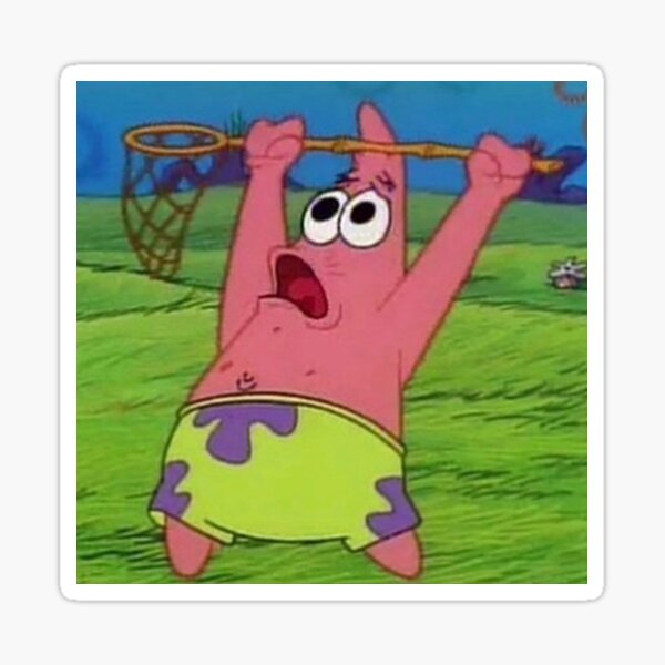 "Patrick holding a net" Sticker for Sale by rordon-gamsayy | Redbubble