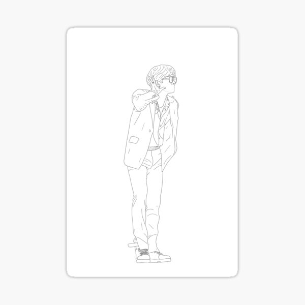 "J-Hope Outline Art" Sticker for Sale by OMxHYUNGWON | Redbubble