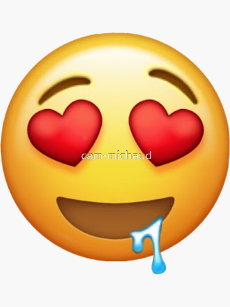 "heart eyes drool emoji" Sticker for Sale by cam-michaud | Redbubble