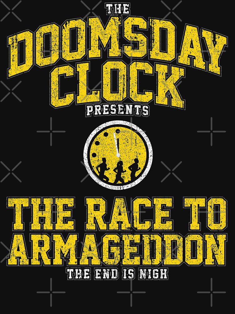 "Doomsday Clock Race to Armageddon" Essential T-Shirt for Sale by ...