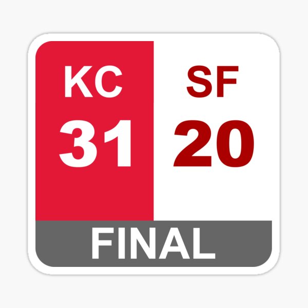 "Super Bowl LIV Final Score" Sticker for Sale by SmithDigital | Redbubble