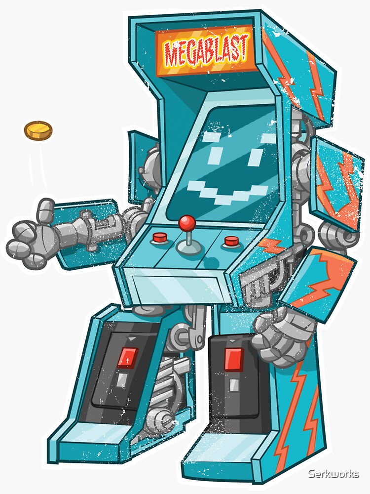 "Arcade Bot- Video Game Cabinet In Disguise" Sticker by Serkworks ...
