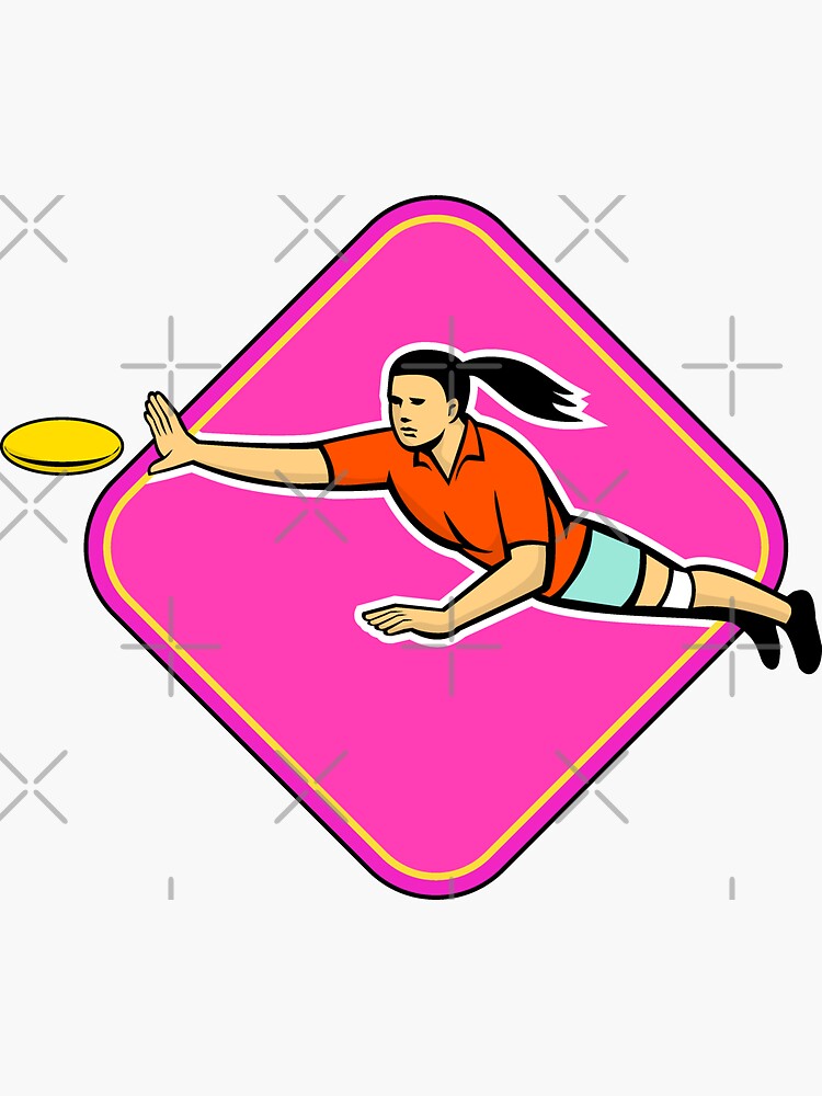 "Ultimate Frisbee Player Catching Disc Mascot" Sticker by patrimonio ...