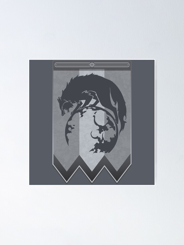 "Fire Emblem 3 Houses: Ashen Wolves Banner (Grey)" Poster for Sale by ...