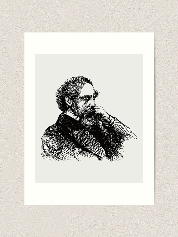 "Charles Dickens Vintage Drawing" Art Print by Beltschazar | Redbubble