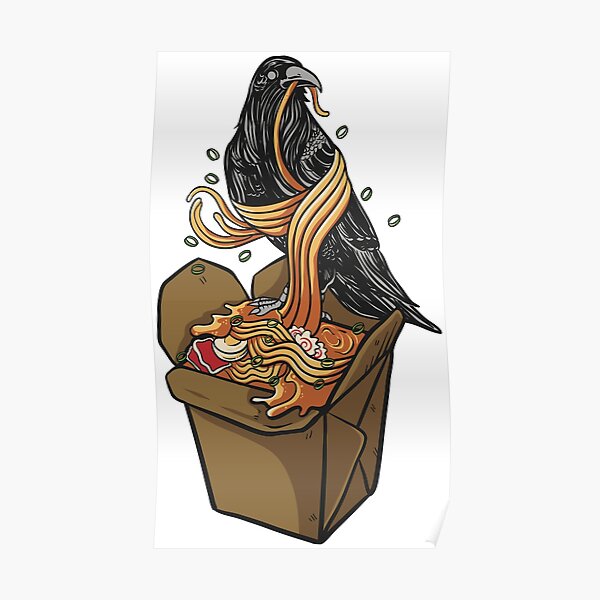 "Raven eating ramen" Poster for Sale by geroDev | Redbubble