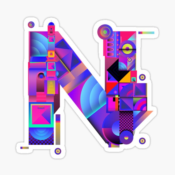 "Colorful Alphabet, Letter N" Sticker for Sale by Space-Bug | Redbubble