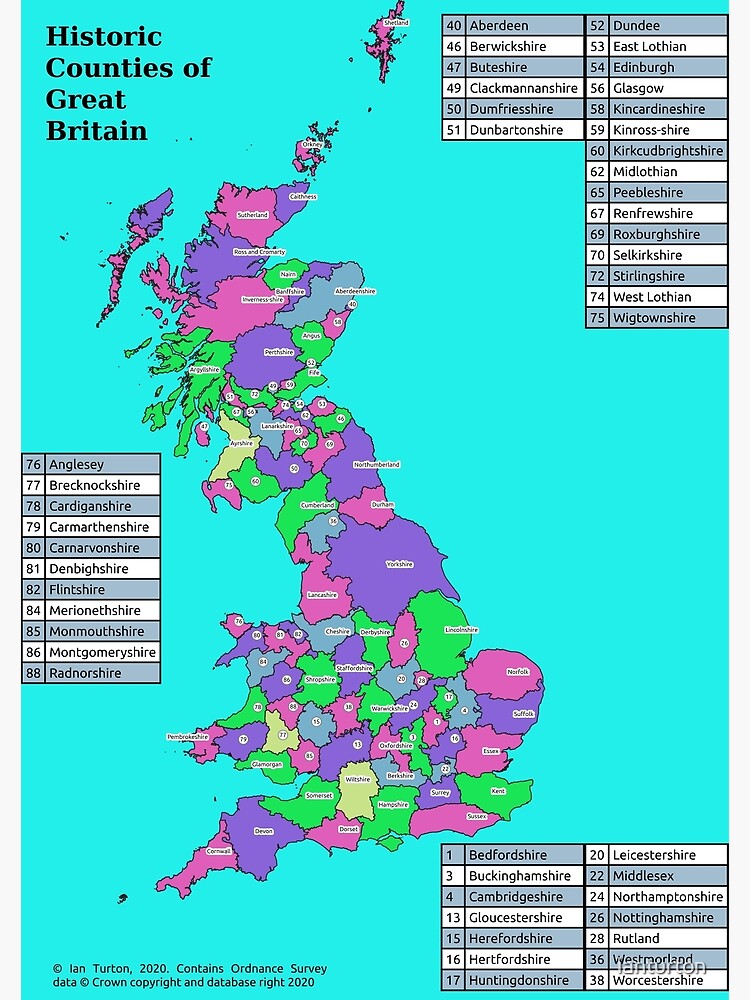 Historic Counties of Great Britain Premium Matte Vertical Poster sold ...