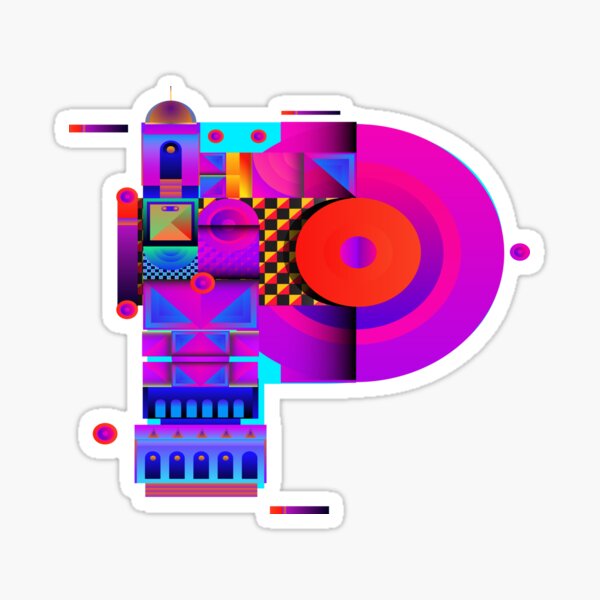 "Colorful Alphabet, Letter P" Sticker by Space-Bug | Redbubble