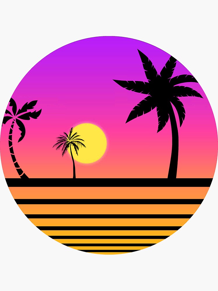 "retro Miami sunset art" Sticker by sami123456 | Redbubble