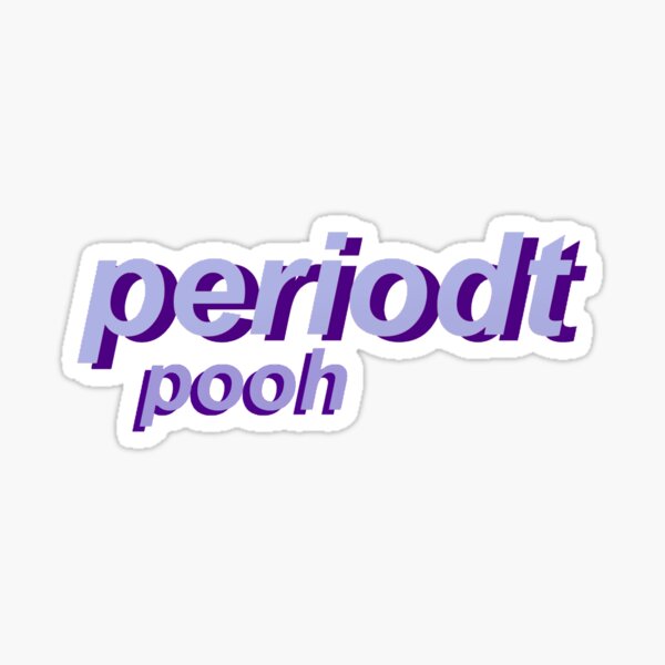 "periodt pooh meme text (purple)" Sticker for Sale by groovypizza ...