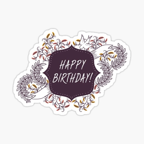 "Elegant Happy Birthday " Sticker for Sale by TsipiLevin | Redbubble