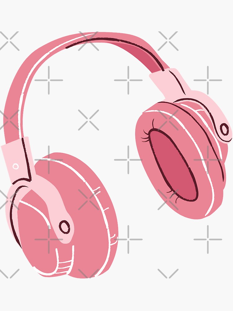 "Pink Headphones" Sticker by ThePinkMandus | Redbubble