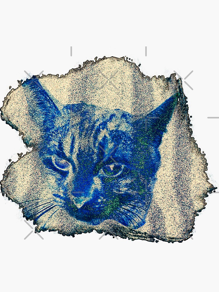 "Blue cat face" Sticker by Go-Stomp | Redbubble
