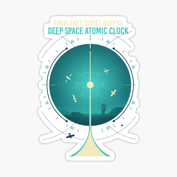 "NASA Exoplanet Travel Poster: Blue Space Atomic Clock" Sticker for ...