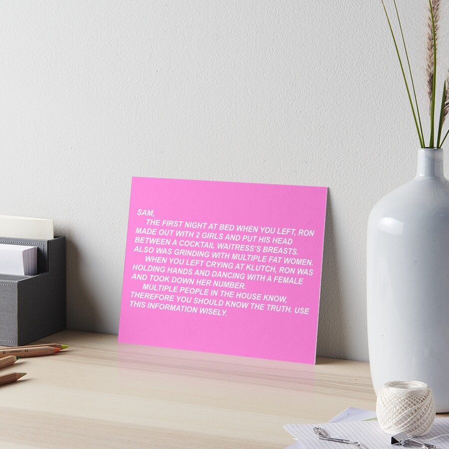 "the note (in pink)" Art Board Print by lolosenese | Redbubble