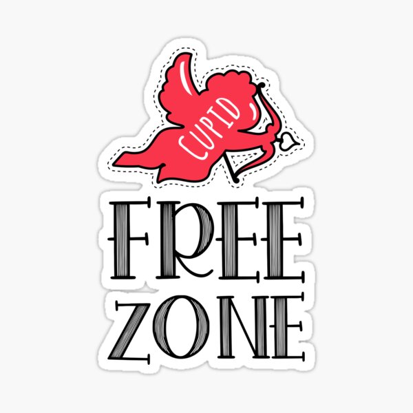 "Cupid Free Zone" Sticker for Sale by JennyCarre | Redbubble