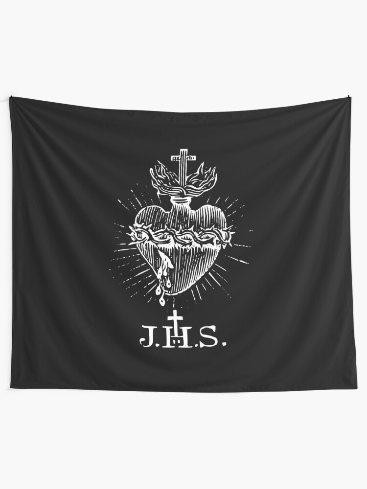 Sacred Heart Of Jesus Christ Vintage Catholic Tapestry By