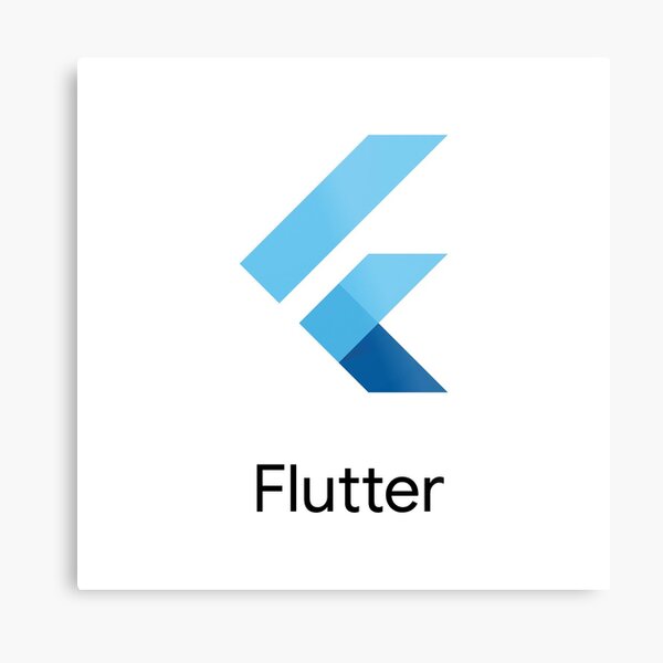 "Flutter SDK Logo with Name in Black" Metal Print by ciberninjas ...