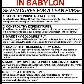 "The Richest Man In Babylon - Seven Cures For A Lean Purse" Canvas ...