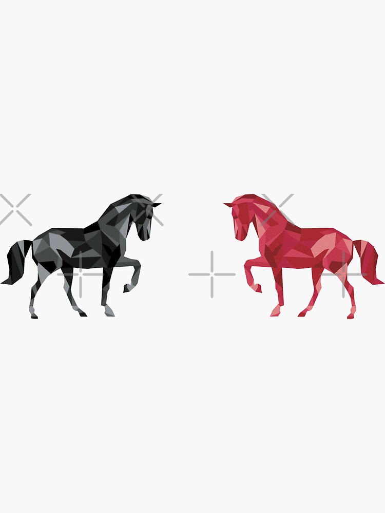 "Black horse red horse" Sticker for Sale by stone45 | Redbubble