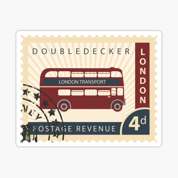 "Vintage stamp - London bus" Sticker for Sale by geroDev | Redbubble
