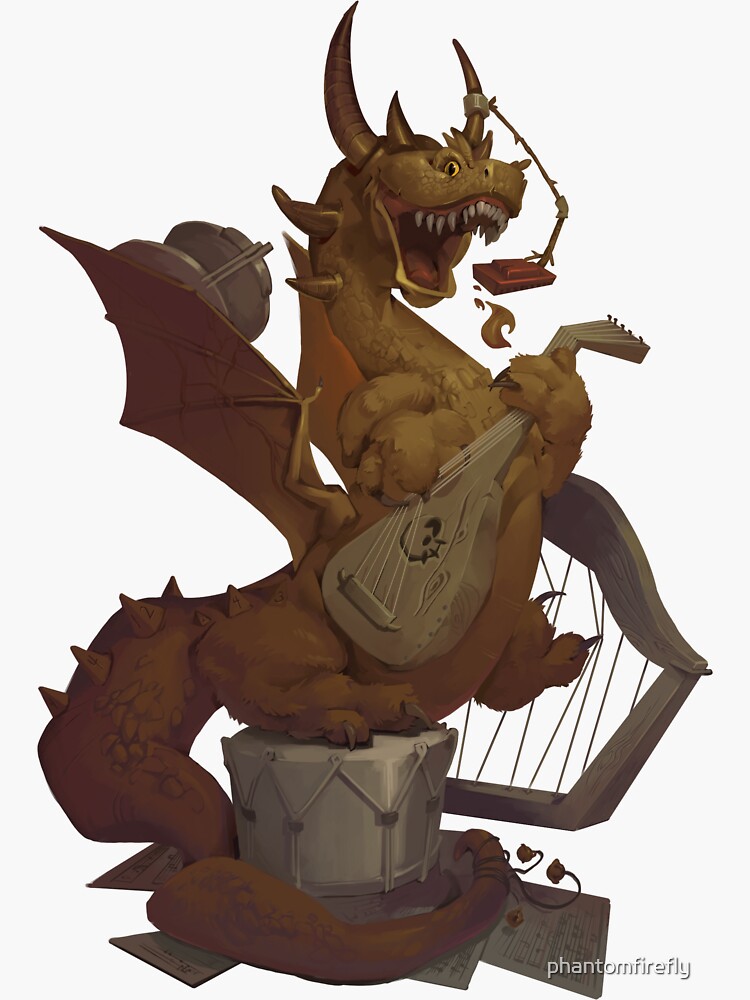 "Bard Dragon" Sticker for Sale by phantomfirefly | Redbubble