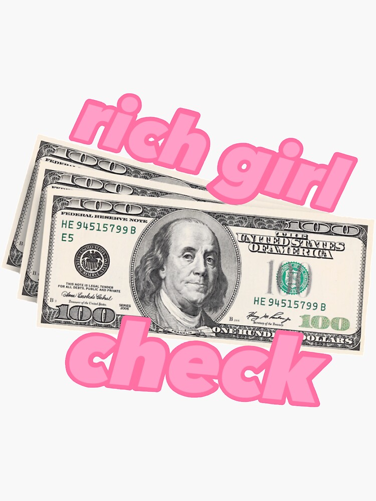 "rich girl check" Sticker for Sale by sydneynicole19 | Redbubble
