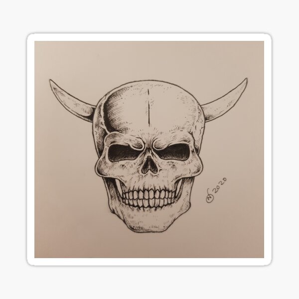 "Skull drawing " Sticker for Sale by nathankozak | Redbubble