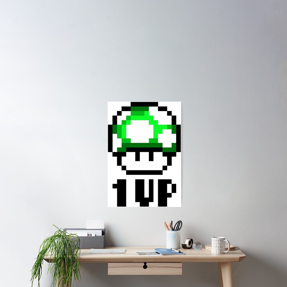 "8-Bit 1UP Mushroom Sticker" Poster for Sale by lemmingrebels | Redbubble