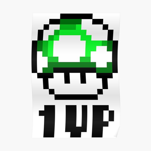 "8-Bit 1UP Mushroom Sticker" Poster for Sale by lemmingrebels | Redbubble