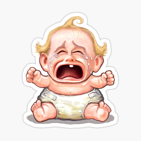 "Big baby crybaby unhappy diaperbaby" Sticker for Sale by stevesack ...