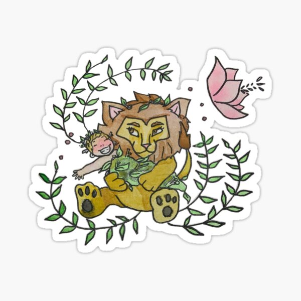 "Lion nurture sticker" Sticker for Sale by Yellowdaisi | Redbubble