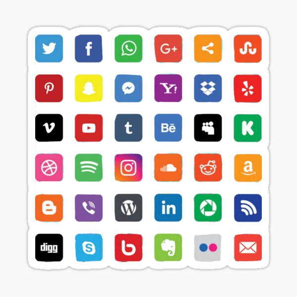 "Social communication icons" Sticker for Sale by Sunil01266 | Redbubble