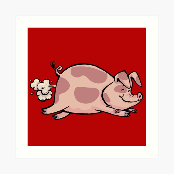 "Pig in running with fart power" Art Print for Sale by duxpavlic ...