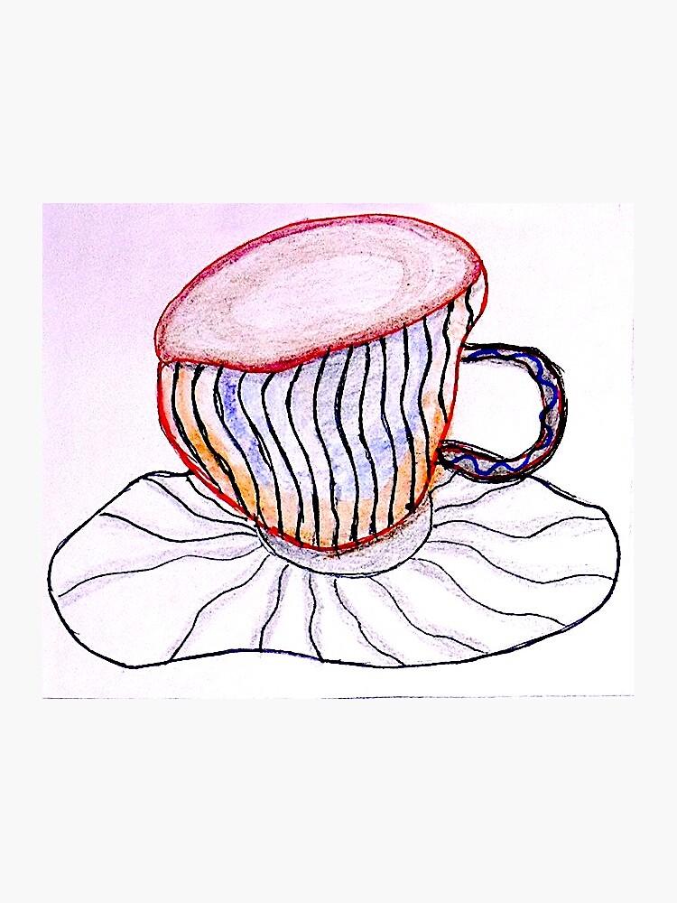 "Cappuccino Beautiful Fancy cup Drawing Sticker" Sticker for Sale by ...
