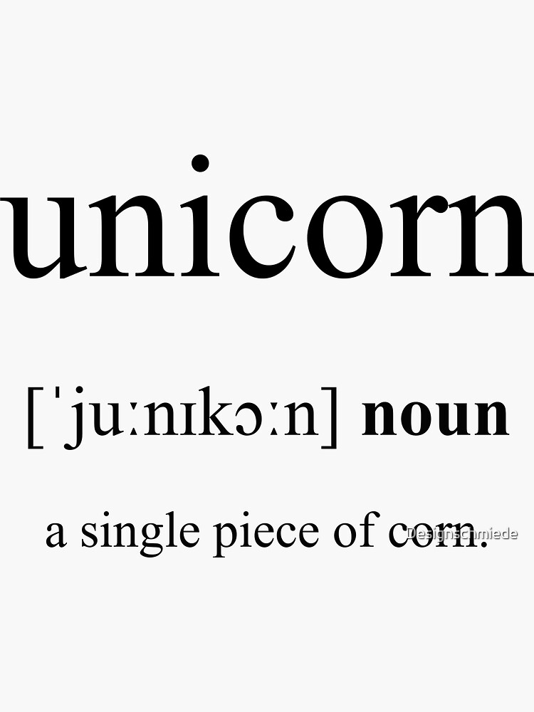 "Unicorn Definition | Dictionary Collection" Sticker by Designschmiede ...