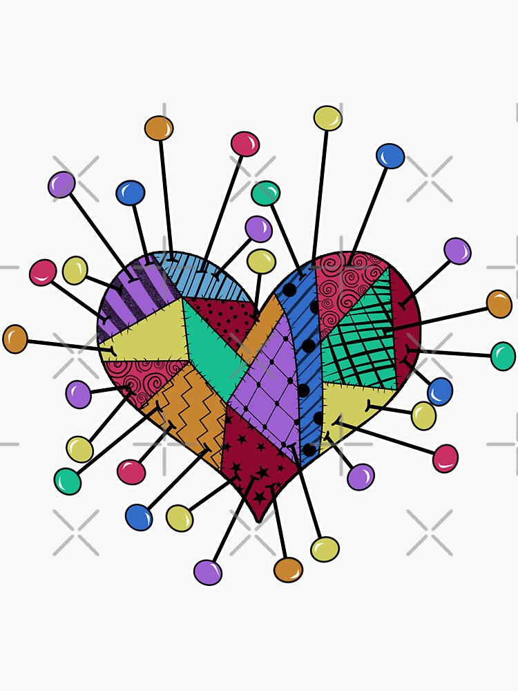 "Sally Heart Pin Cushion" Sticker by VixxxenDesigns | Redbubble