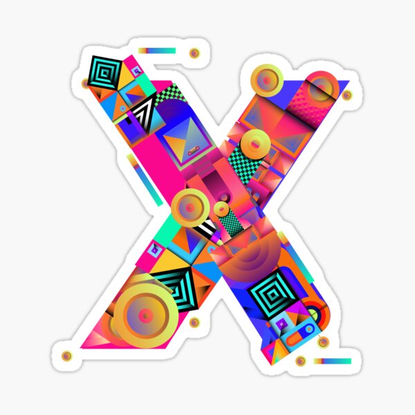 "Colorful Alphabet, Letter X" Sticker by Space-Bug | Redbubble