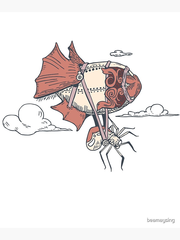 "Spider Ship - Steampunk Airship Carrying a Friendly Spider." Art Print ...