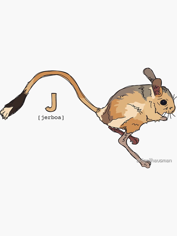 "Funky Animal Alphabet: J is for Jerboa" Sticker for Sale by ...