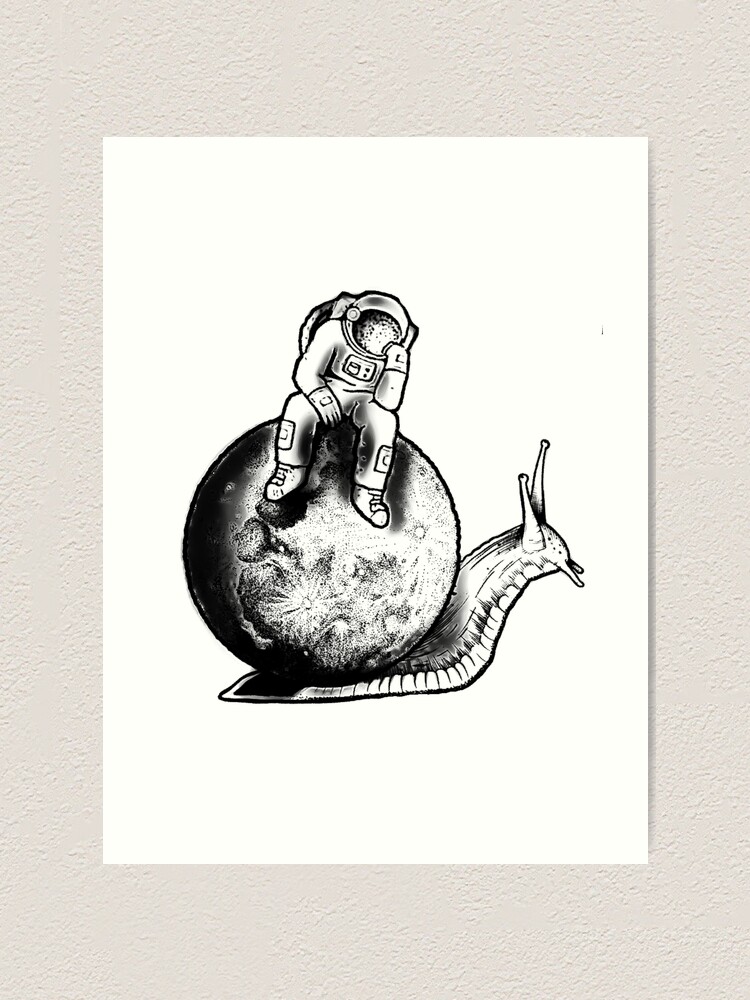 "Astronaut on Moon Snail" Art Print for Sale by MeganBering | Redbubble