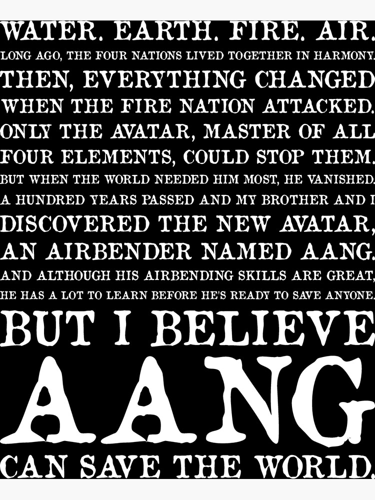 "Opening Sequence Story Avatar The Last Airbender" Poster by ...