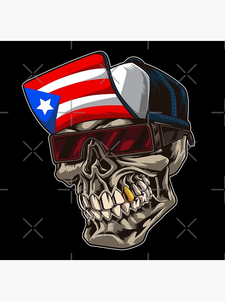 "Cool Puerto Rico Skull With Cap and Boricua Flag" Poster by anziehend ...