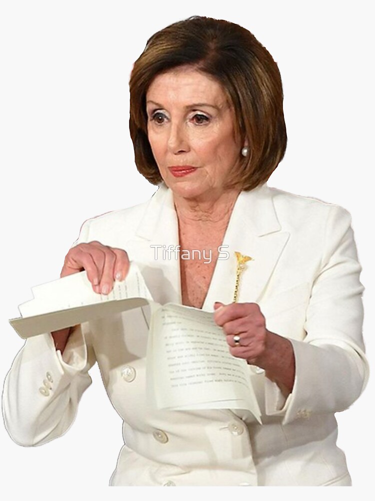 "Nancy Pelosi Ripping Paper SOTU" Sticker for Sale by prettytoffy ...