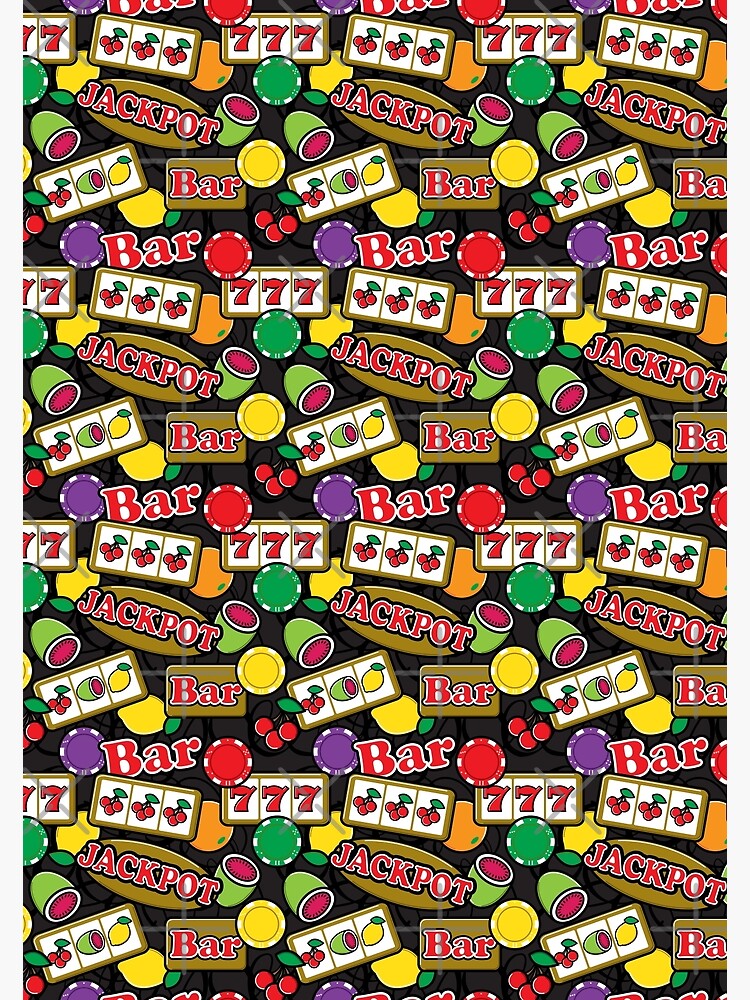 "Casino Jackpot Lucky Slot Machine Fruit Slots Pattern " Art Print for ...